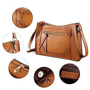 Kattee Genuine Leather Purses and Handbags for Women Crossbody Stachel Shoulder Bags Brown