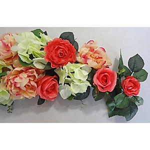 VGIA 32" Rose/Peony Swags - Floral swags wall decor for Wedding Party Home Garden, Wedding Arch Garden Wall Decoration, Weddings, Coral, Pink