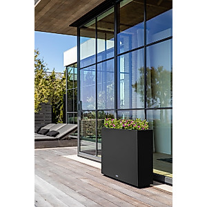Veradek Block Series Span Plastic Planter - Tall Rectangular Planter for Outdoor Patio/Porch | Durable All-Weather with Removable Insert Bucket | Modern Design for Plants, Flowers, Garden