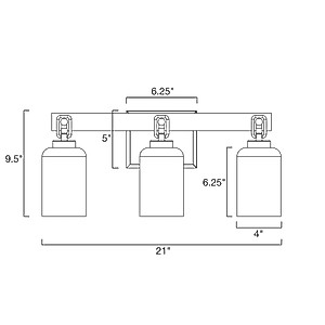 Kira Home Ashland 24" 3-Light Farmhouse Bathroom/Vanity Light + Hammered Glass Shades, White Ash Wood Style + Black Finish