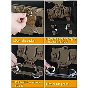 EralcNa Tactical Plate Carrier Vest Attachments, Universal Phone Chest Mount for Screen Size 6.1"-6.7" (tan)