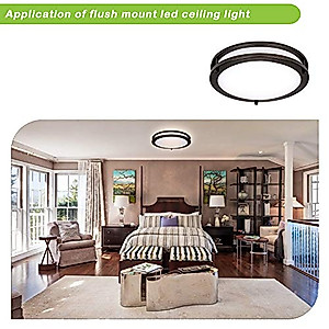 13 inch Flush Mount LED Ceiling Light Fixture, 2700K/3000K/3500K/4000K/5000K Adjustable Ceiling Lights, Oil Rubbed Bronze Saturn Dimmable Lighting for Hallway Bathroom Kitchen or Stairwell, ETL Listed