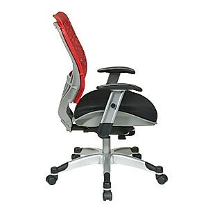 SPACE Seating REVV Self Adjusting SpaceFlex Cosmo Backrest Support and Padded Raven Mesh Seat with Adjustable Arms and Platinum Finish Base Managers Chair
