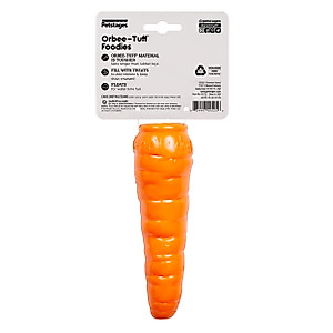 Outward Hound Foodies Carrot Treat-Dispensing Dog Chew Toy, Orange