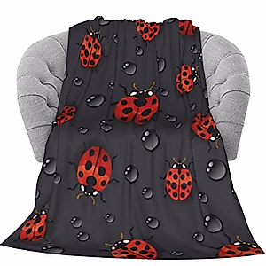 KiuLoam Ladybug Raindrop Soft Throw Blanket 40"x50" Lightweight Flannel Fleece Blanket for Living Room Bedroom Sofa Couch Warm and Cozy