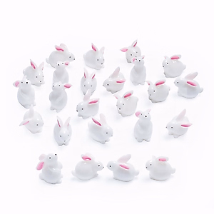 Exasinine Mini Rabbits Easter Bunny Miniature Figurines Animals Model Fairy Garden Miniature Moss Landscape DIY Terrarium Crafts Ornament Accessories for Home Décor (Rabbit, Pack of 20)
