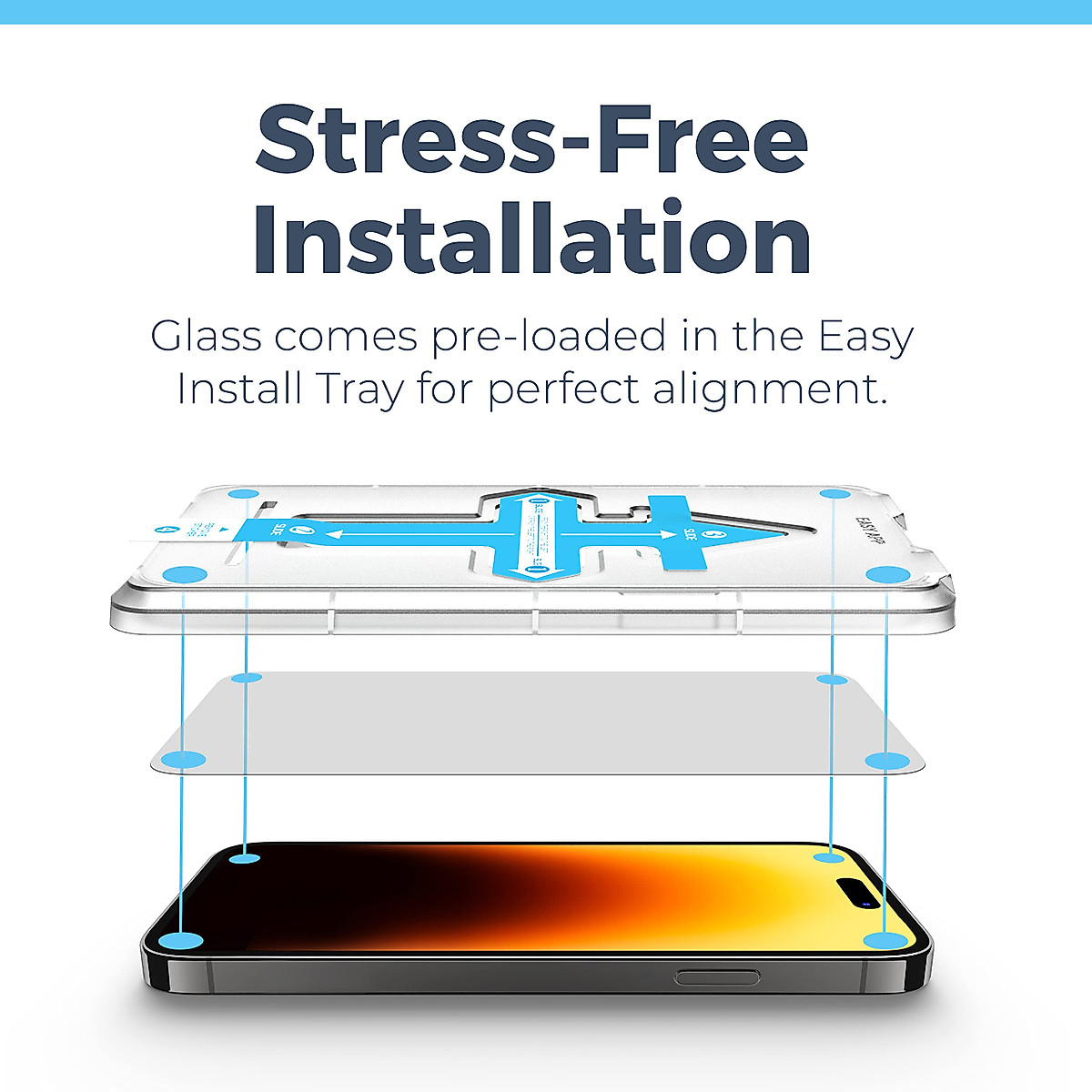 Power Theory [2 Pack Screen Protector for iPhone 14 Pro Premium Shatterproof Temptered Glass [9H Hardness], Easy Install Frame, 99.99% HD Clear, Bubble Free, Case Friendly, Anti-Scratch, Anti-Smudge