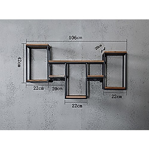 Wine Rack Stylish Simplicity Wrought Iron Wall Mounted Europeanstyle Retro Solid Wood Multifunctional Storage Rack Wine Cabinets for Living Room Bar, PIBM