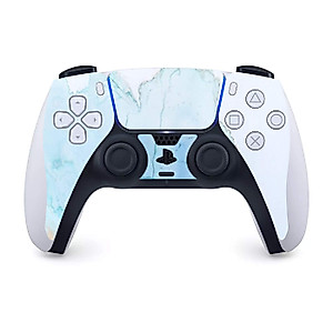 ITS A Skin Skins Compatible with Sony Playstation 5 Console Disc Edition - Protective Decal Overlay Stickers wrap Cover - Teal Blue Gold White Marble Granite