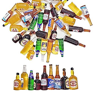 Juland 40PCS Miniature Mini Beer Drinks Decoration Beer Glass Model Mixed Wine Coffee Resin Sets Simulation Instant Model Scene Mini Tableware Dolls House