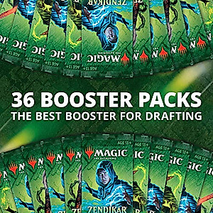 Magic: The Gathering Zendikar Rising Draft Booster Box | 36 Booster Packs (540 Cards) + 1 Box Topper | 36 Full Art Lands | Factory Sealed