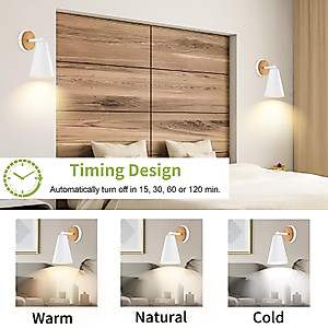 haultop Wooden Battery Operated Wall Sconce with Remote, White Wall Sconces Set of Two, Battery Operated Wall Sconces Set of Two Non Hardwired, Indoor Battery Sconces for Gallery, Bedroom, Corridor