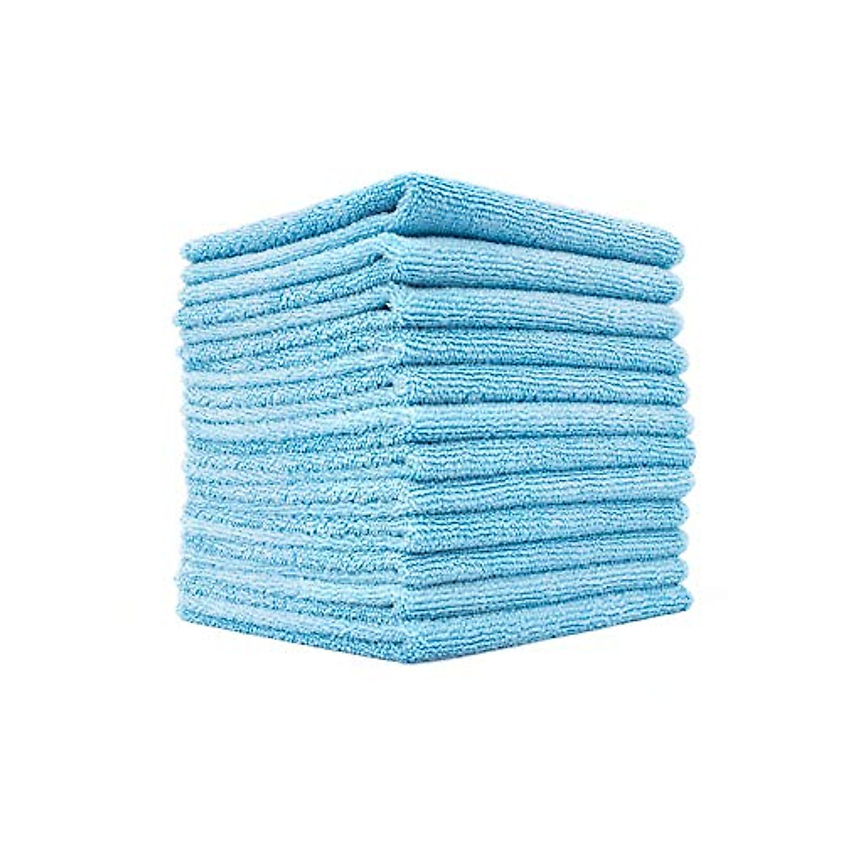 The Rag Company - Premium All-Purpose Microfiber Terry Cleaning Towels - Commercial Grade, Highly Absorbent, Lint-Free, Streak-Free, Kitchens, Bathrooms, 365gsm, 12in x 12in, Light Blue (12-Pack)