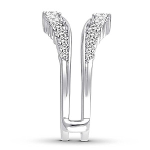 Princess & Round Cut D/VVS1 Diamond Engagement Enhancer Wedding Ring for Womens 925 Sterling Silver 14k White Gold Plated