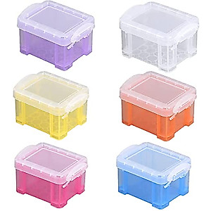 LapangZi 6 Pack Mini Storage Boxes Plastic Storage Box Organiser Box with Lid Small Storage Bin Box