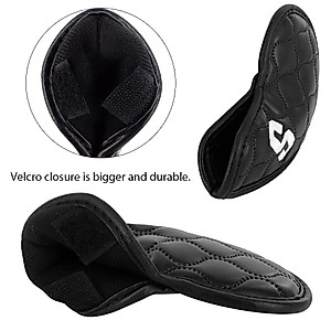 PINMEI Golf Iron Head Cover 10pcs Synthetic Leather Velcro Closure Fit All Brands Golf Club Head Cover for Callaway Ping Taylormade Cobra Etc