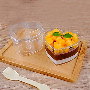 Qixivcom 20 Pack 5 Oz Heart Shaped Dessert Bowl Ice Cream Plastic Dessert Bowls Disposable Dessert Snack Bowl Sundae Bowls Tasting Sample Cup Reusable Salad Bowl Parfait Cups Serving Bowl for Party