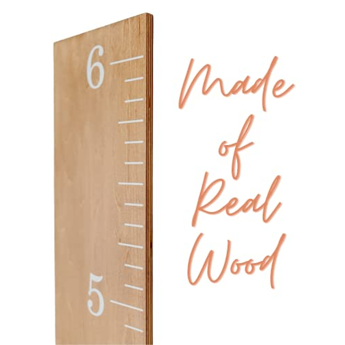 Growth Chart for Kids | Real Wood Height Chart for Kids | Natural Wood Height Measurement for Kids | Minimalist Growth Chart for Wall | Kids Height Wall Chart | Easy to Hang Kids Growth Chart