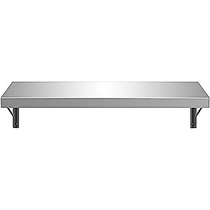 Express KitchQuip 12" x 72" Stainless Steel Folding Wall Shelf - Food Truck, Kitchen, Restaurant, Laundy, Garage and Utility Room