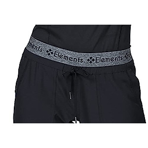 V-Neck Jogger Scrubs for Women Set 6 Pocket 4-Way Stretch for Medical Dentist Spa Elements Select ES2936 (Black, X-Small Tall)