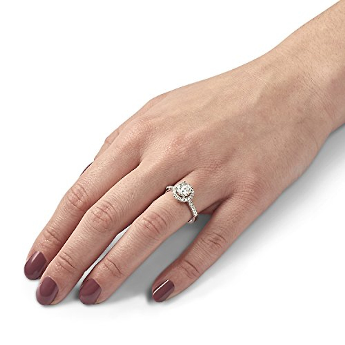 Charles & Colvard Created Moissanite 6.5mm Round Cut Engagement Ring for Women | 1.3 cttw DEW | Lab Grown | Solid 14K White Gold with Rhodium | Size 6
