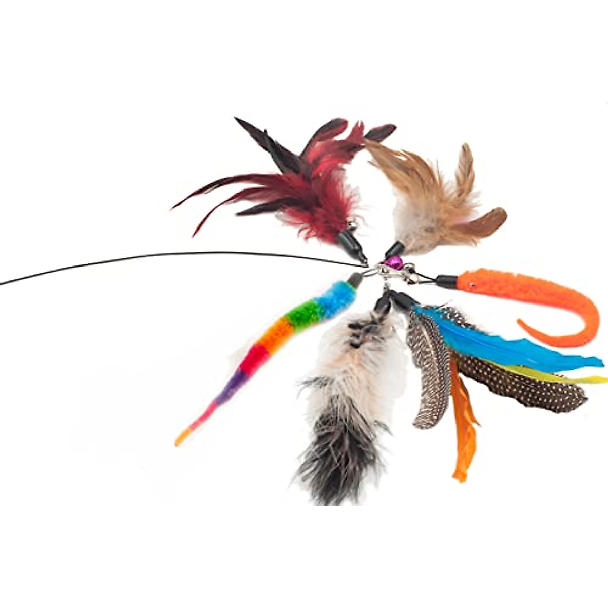 Fashion's Talk Feather Wire Wands Kitten Toys Worm Teaser Wand Cat Toy with Replacement Pack