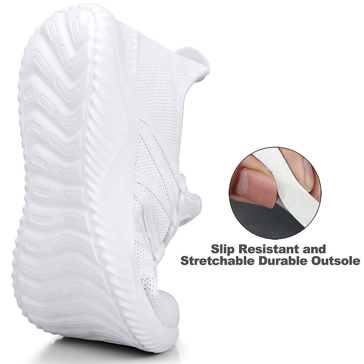 Feethit Womens Slip On Running Shoes Non Slip Walking Shoes Lightweight Gym Workout Shoes Breathable Fashion Sneakers All White Size 9