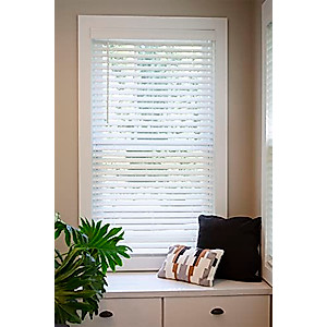 Lumino 2-inch Contemporary Faux Wood Cordless Room Darkening Blind for Windows - Starting at $19.97 - (Over 900 Custom Sizes) Window Blinds Cordless, White - 18" W x 36" H