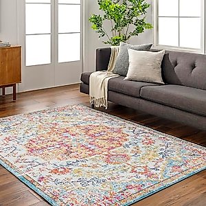 Livabliss Odelia Vintage Bohemian Area Rug,3'11" x 5'7",Orange/Aqua