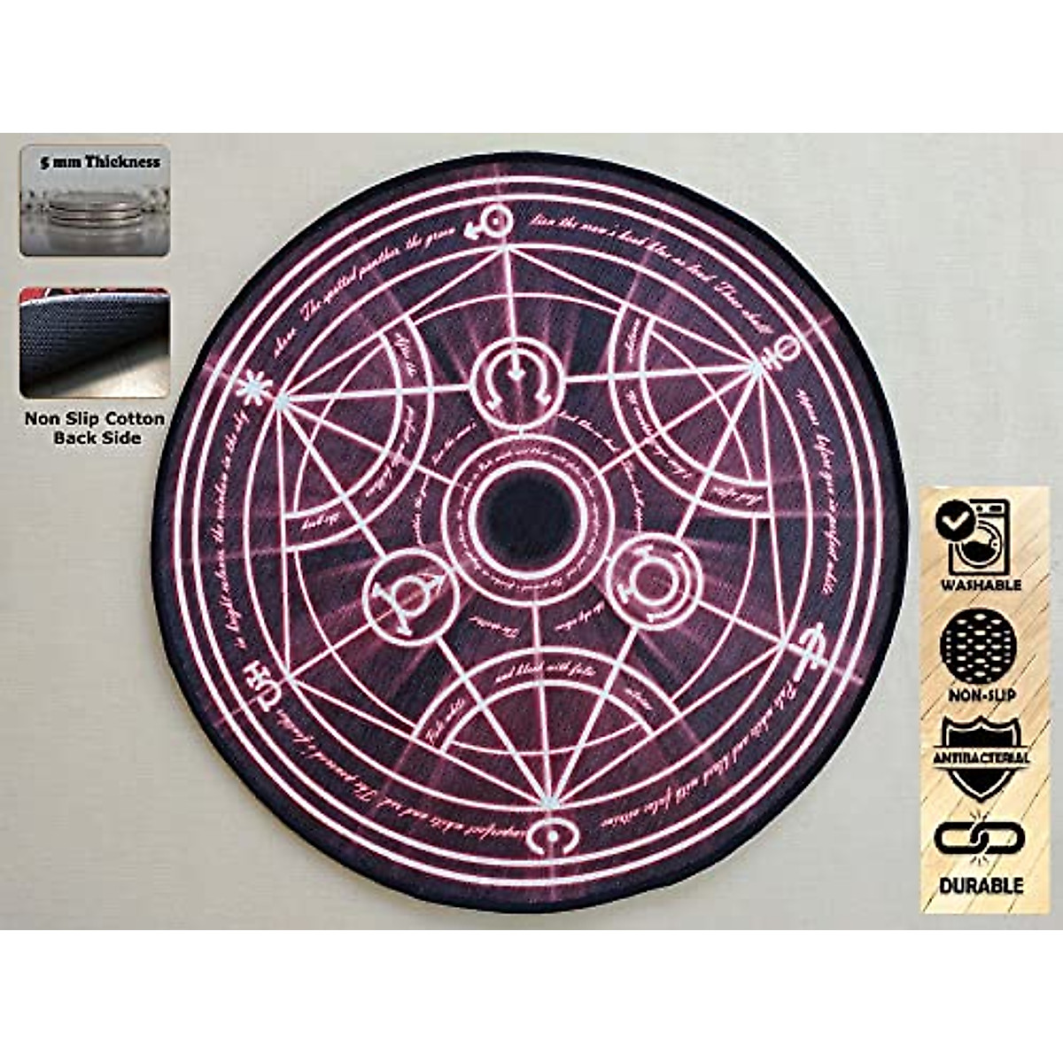 Full Metal Transmutation, Circle Cool, Japanese Anime Manga, Floor Rug, Anime Rug, Doormat, Anime, Chair Mats, FMA Transmutation, Anime Rugs (3.6 ft / 43" / 110 cm)