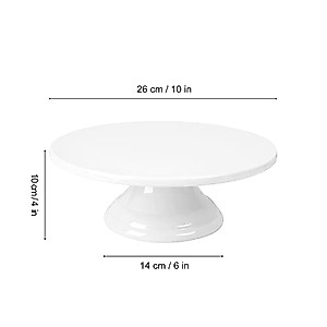fanquare 10 Inch Porcelain Cake Stand, White Round Cake Plate, Vintage Cake Display Stand