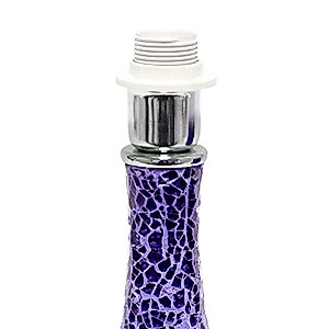 Simple Designs LT3039-PRP 14.17” Contemporary Mosaic Tiled Glass Genie Standard Table Lamp with Matching Fabric Shade for Home Décor, Bedroom, Living Room, Foyer, Office, Purple