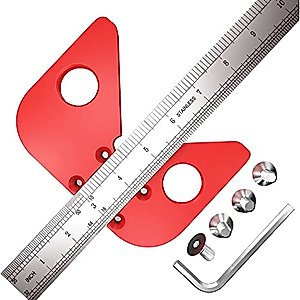 EIGNO Center Scribe Gauge Center Scribe Measuring Tool，Aluminum Alloy Center Finder,Woodworking Line Caliber Gauge,45/90 Degree Right Angle Line Gauge Carpenter Ruler，Removable and Replaceable Ruler.
