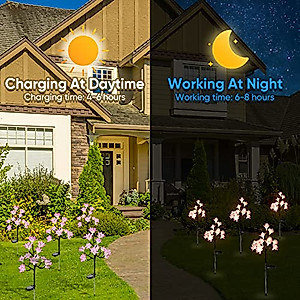 Berngi Solar Flowers Lights Solar Outdoor Lights Garden Decorative 4PACK,12LED Outdoor Lights Solar Powered Waterproof Landscape Lights Decorations for Yard Christmas Fairy Garden Decor