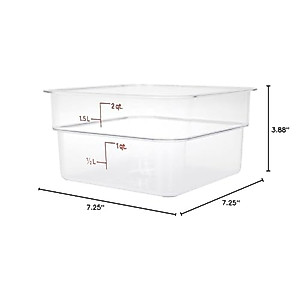Cambro 2SFSCW135 CamSquare Food Container 2 qt. 7-1/4" x 7-1/4" x 3-7/8" clear