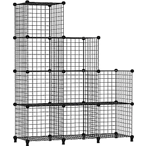 FUNLAX Cube Storage Shelf, 9 Wire Closet Storage Cubes Closet Organizers and Storage Sturdy Metal Bathroom Storage Book Shelf Clothes Organizer