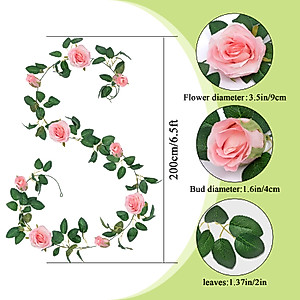 U'Artlines 5 Pack Artificial Pink Rose Vines Floral Garlands Total 32.5 Ft Fake Vine Silk Flower Garland for Indoor Outdoor Home Wedding Arch Garden Wall Decoration