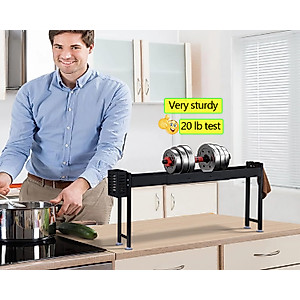 Horynar Over Stove Spice Shelf for Kitchen Spice Rack Organizer with Extra Basket and Hooks Black Spice Rack Shelf Great for Stove Top Shelf