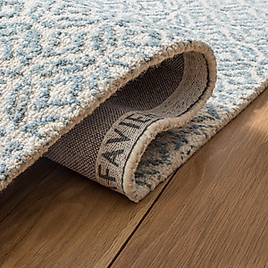 SAFAVIEH Abstract Collection Runner Rug - 2'3" x 12', Blue & Ivory, Handmade Wool, Ideal for High Traffic Areas in Living Room, Bedroom (ABT342N)