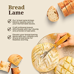 Banneton Bread Proofing Basket Set - Oval & Round Sourdough Proofing Basket w/Cover, Metal & Plastic Scraper, Scoring Lame w/Leather Case and 5 Blades - Bread Making Tools and Supplies (13 pieces)