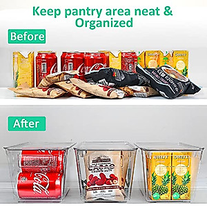 KAMOTA Plastic Storage Organizer Basket Bin with Handles and Lids for Bathroom, Pantry, Kitchen Cabinet, Fridge, Closet, Bedroom, Office and Home Organization - 8 pack - Clear