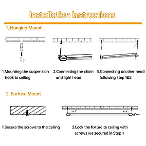 4FT Linkable 60W LED Shop Lights Warm White 3000K 4000K 6000K 6000LM for Garages Shop, Linear Work Light Fixture Hanging or FlushMount with Plug, ETL 2 Pack