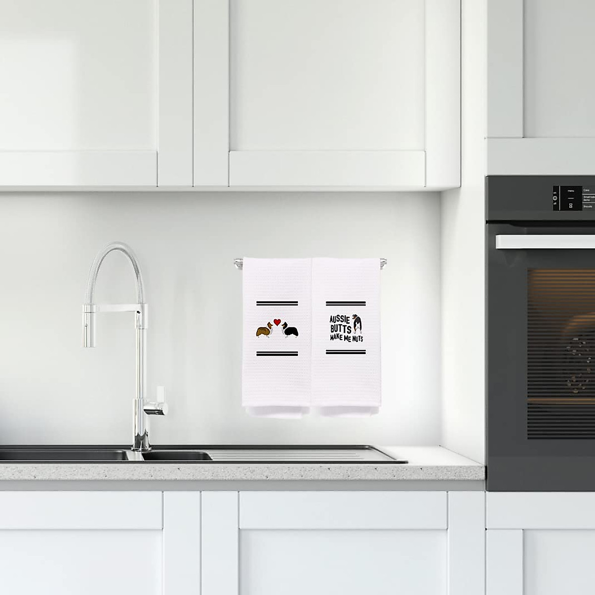 NEGIGA Funny Aussie Dogs Heart Love Bath Towels and Dishcloths Sets 24x16 Inch Set of 2,Funny Aussie Butt Decor Decorative Dish Hand Tea Bath Towels for Kitchen Bathroom,Dog Lovers Girls Gifts