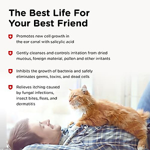 Nutri-Vet Ear Cleanser for Cats | Cleans and Deodorizes with Gentle Ingredients | 4 Ounces