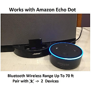 BMR A2DP Bluetooth Music Receiver Adapter for Bose SoundDock, 30 pin Docking Station, iPhone, Samsung, Nokia, HTC, LG, Echo Alexa
