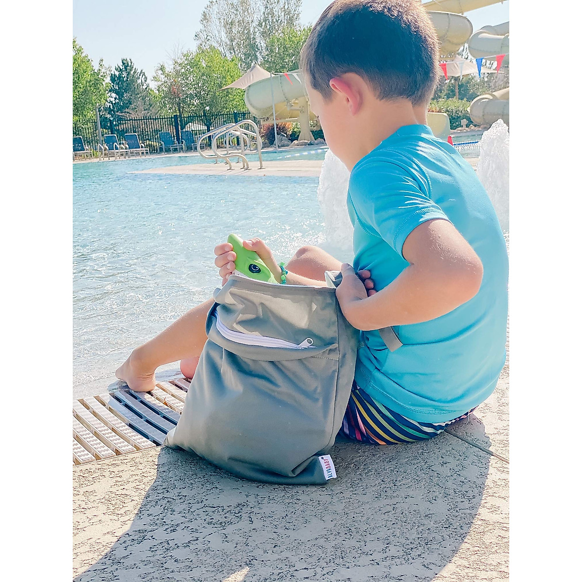 ALVABABY 3pcs Baby Cloth Diaper Wet Dry Bags Waterproof Reusable with Two Pockets Travel Beach Pool Daycare Soiled Baby Items Yoga Gym Bag for Swimsuits or Wet Clothes 3L-WB01