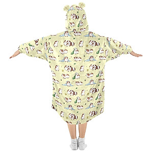 CEBUGI Cute Guinea Pig Wearable Blanket for Kids Blanket Hoodie with Kangaroo Pocket for Boys Girls age 3-14,M