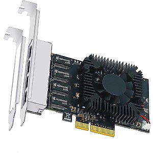 GLOTRENDS LE8245F 4-Port PCIe Ethernet Network Card (2 Port 2.5Gbps + 2 Port 100/1000Mbps), 4 x RJ45 LAN Port, PCIe X4 Installation