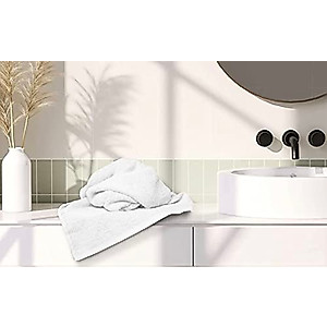 KAHAF COLLECTION 100% Cotton Bath Towel Set, White 24x48 Pack of 6 Towels, Quick Dry, Highly Absorbent, Soft Feel Towel, Gym, Spa, Bathroom, Shower, Pool, Luxury Soft Towels Light-Weight