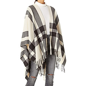 Moss Rose Women's Travel Plaid Shawl Wrap Open Front Poncho Cape for Fall Winter Holiday Gift